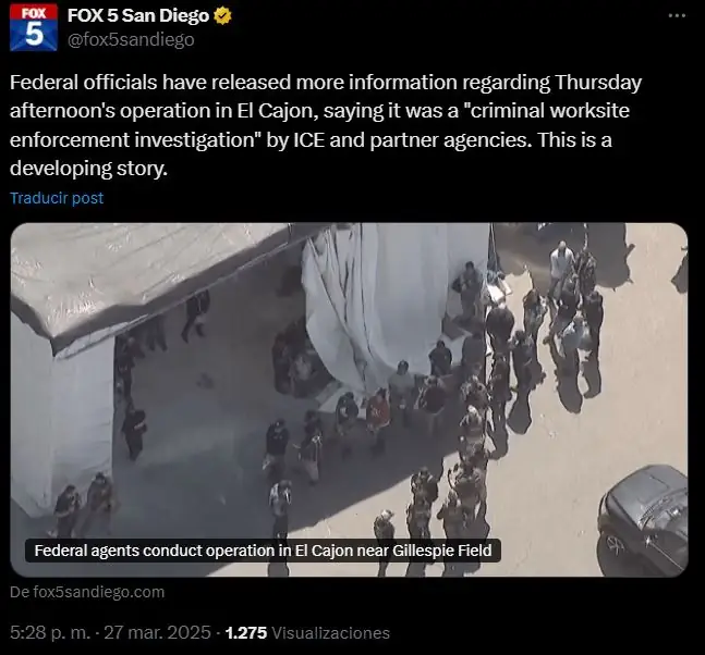 Redada de ICE en El Cajon, California, deja decenas de detenidos
